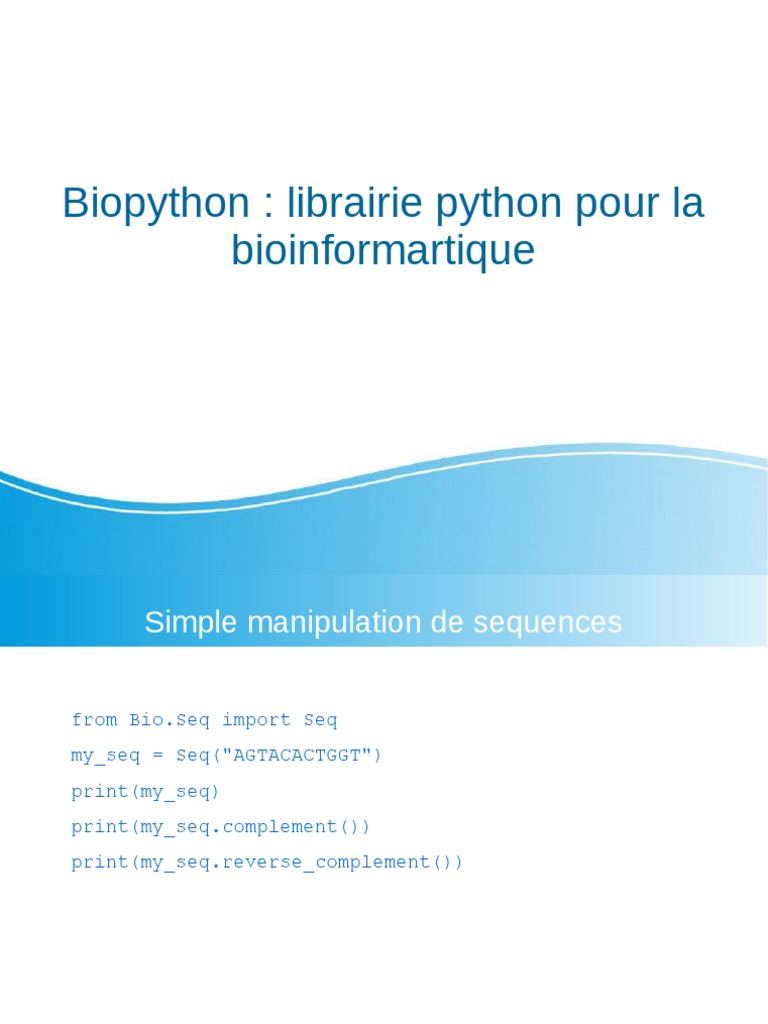 Manipulations de séquences Fasta avec Biopython | PDF | Biochimie | Chimie