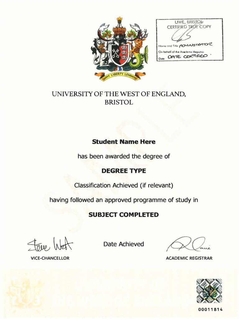 Degree Award Certificate Template | PDF
