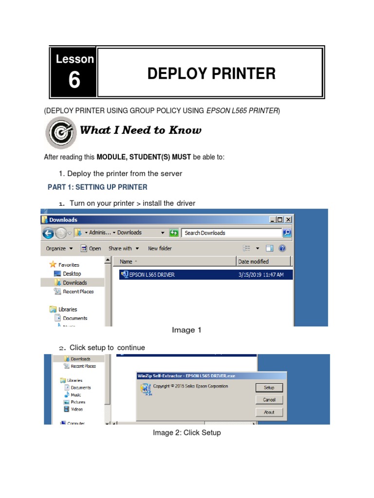 LO2 - LESSON 6 Printer Deployment | PDF | Group Policy | Printer (Computing)