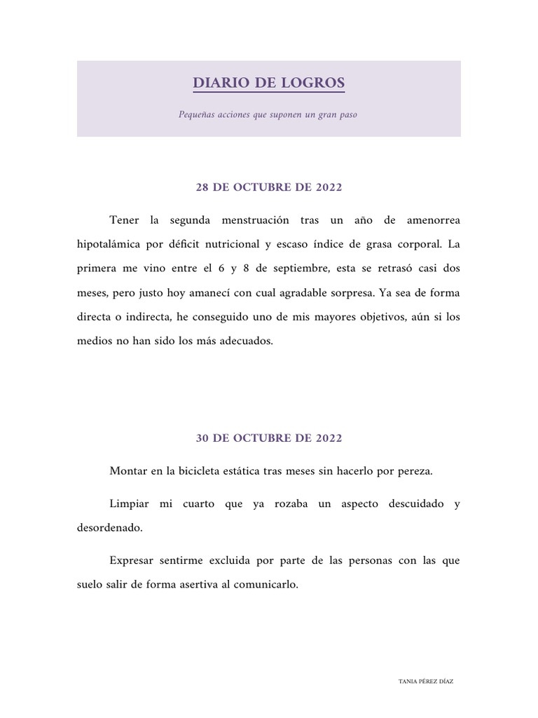 DIARIO DE LOGROS (Actualizado) | PDF