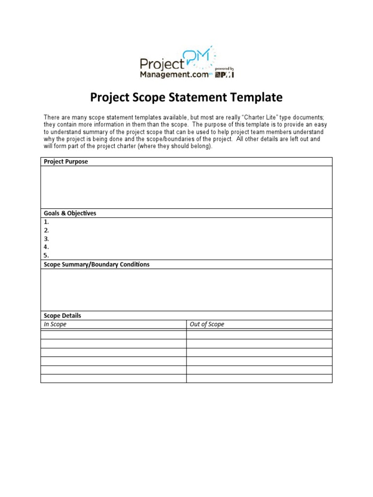 Project Scope Statement Template | PDF | Scope (Computer Science) | Information