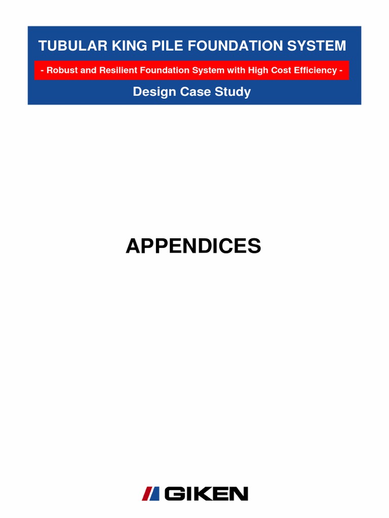 Tubular King Pile Foundation Appendices | PDF | Bending | Strength Of ...