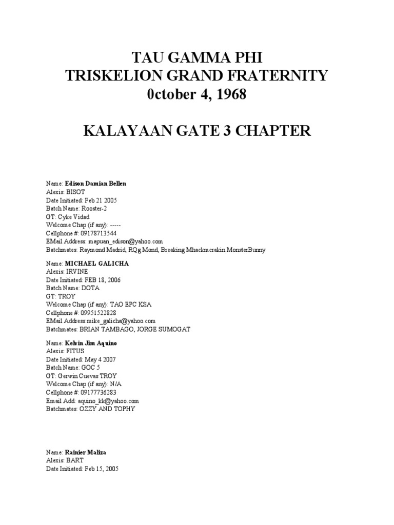 TGP KG3 Profile | PDF | Student Societies | Fraternities And Sororities