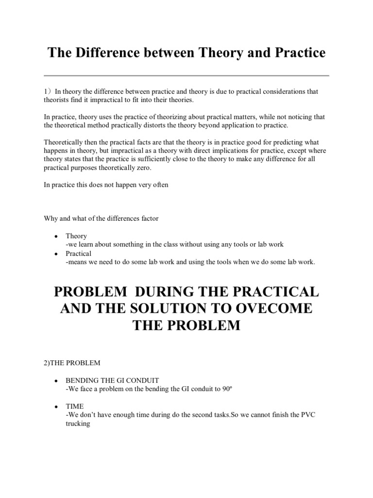 Theory vs Practice Explained | PDF
