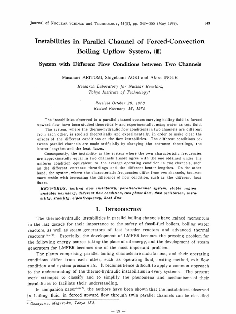 Instabilities in Parallel Channel | PDF | Flow Measurement | Equalization (Audio)