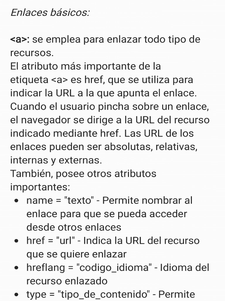 HTML Enlaces Resumen | PDF