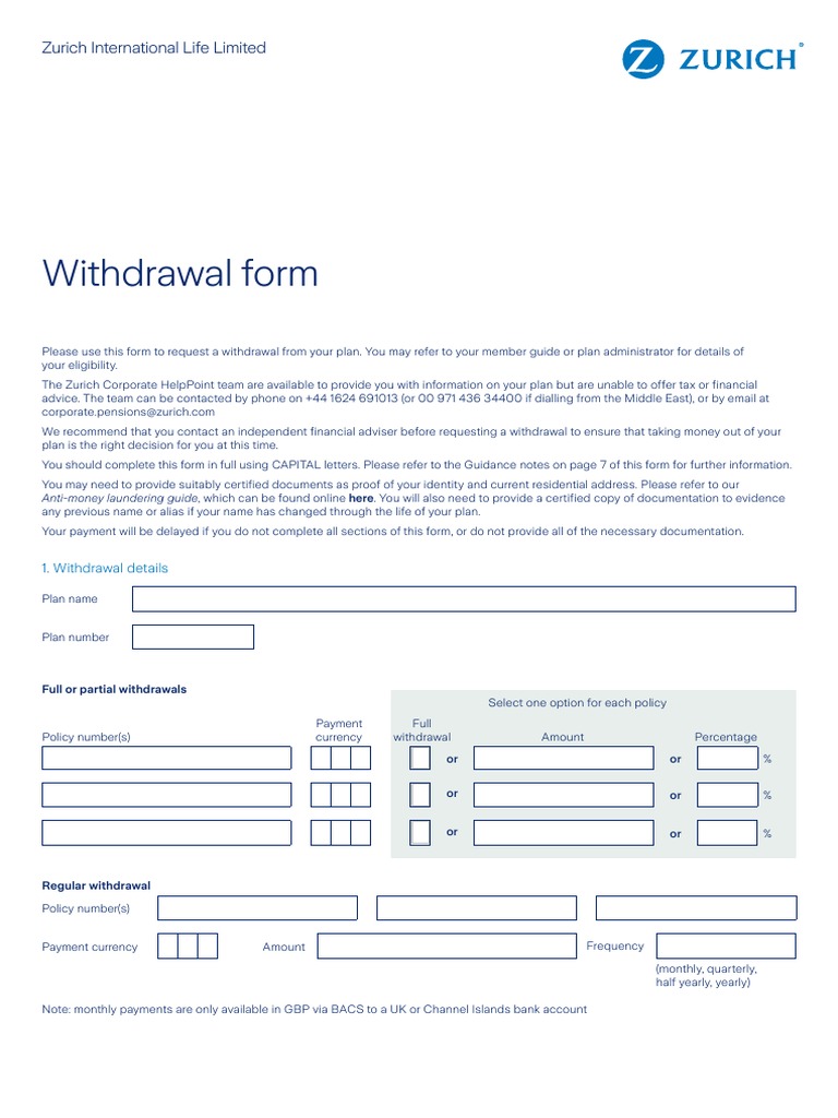 Standard Withdrawal Form | PDF | Identity Document | Payments