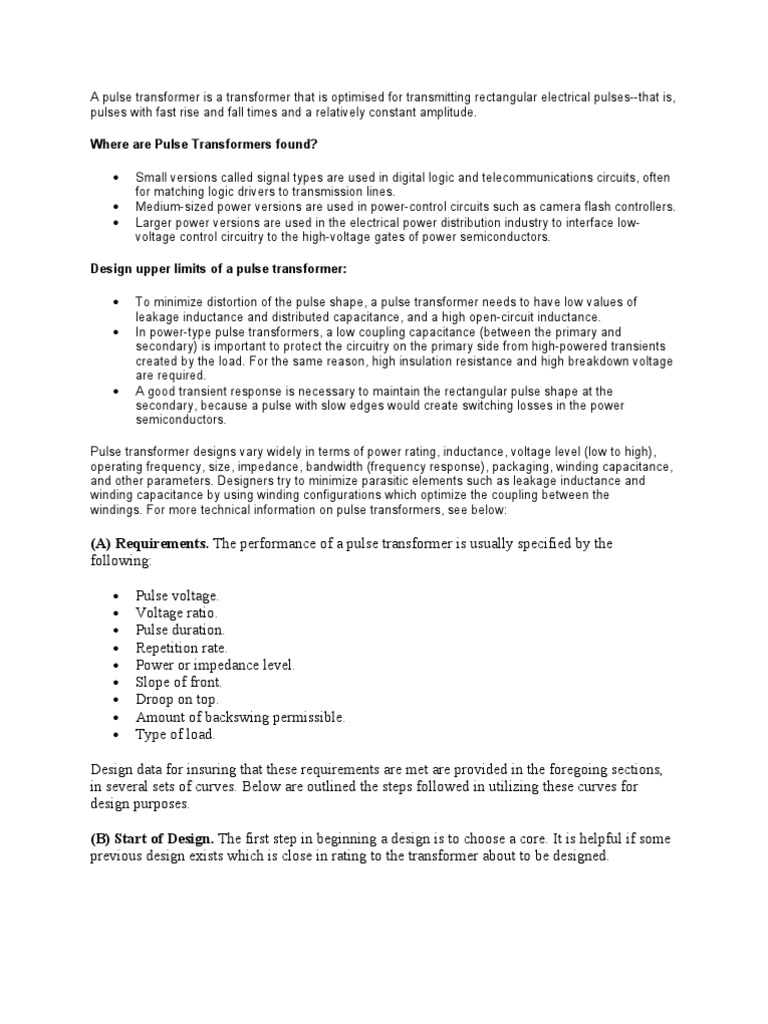 A Pulse Transformer | PDF | Transformer | Inductance
