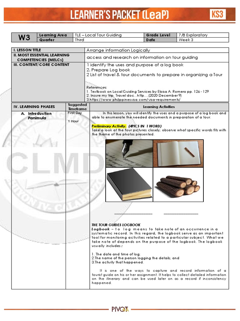TLE7 - 8 HE Local Tour Guiding Q3 W3 LeaP | PDF | Travel Visa | Human Migration