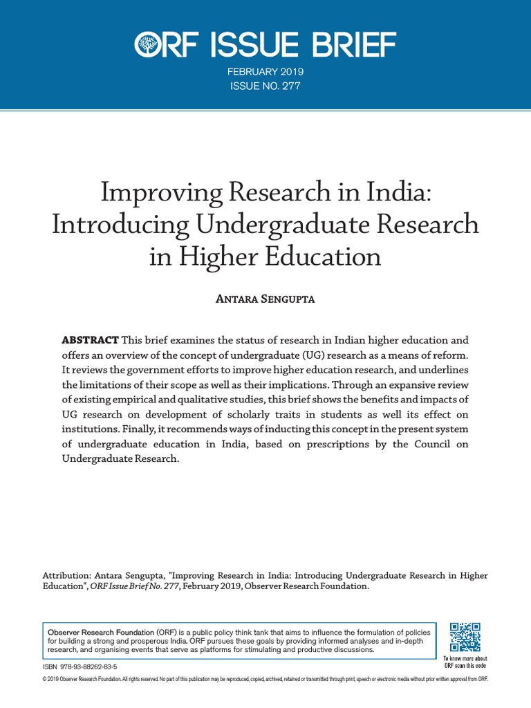 Improving Research in India: Introducing Undergraduate Research in ...