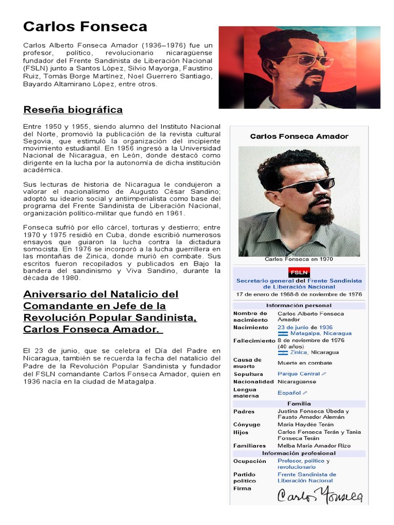 Biografía de Carlos Fonseca Amador | PDF | Religión y espiritualidad