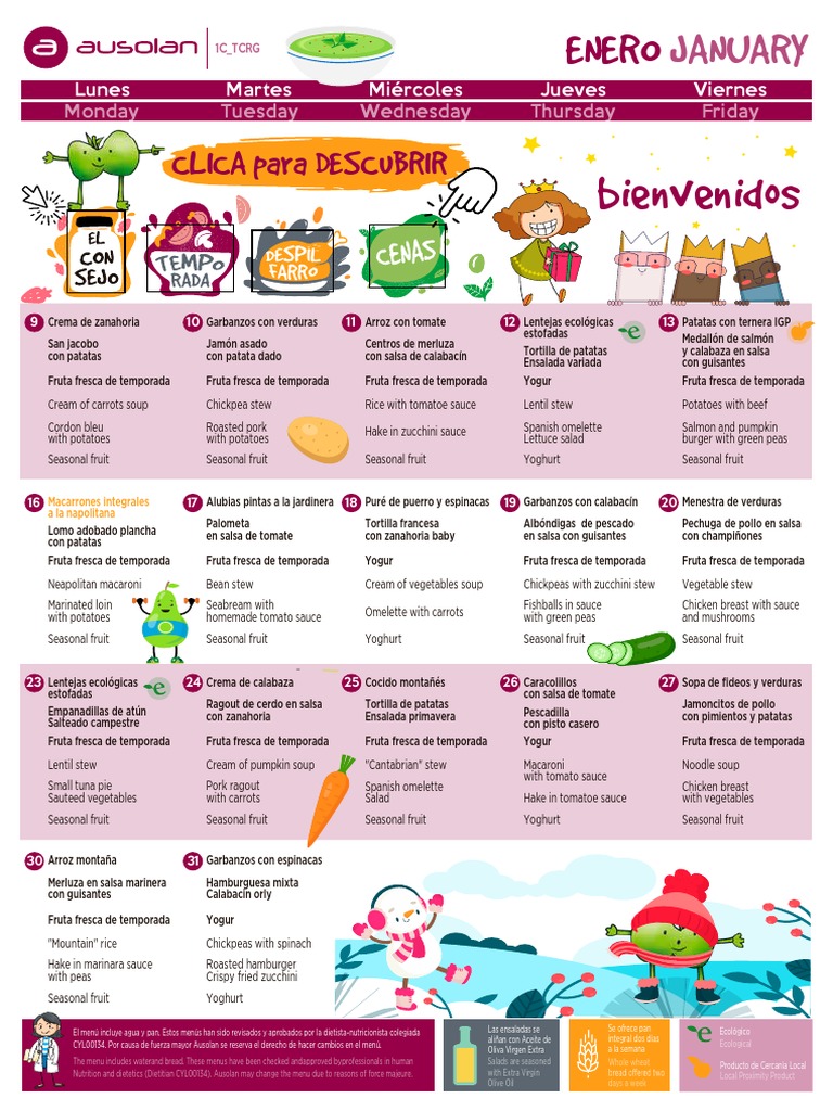 Menú 2º Trimestre | PDF | ensalada | Vegetales