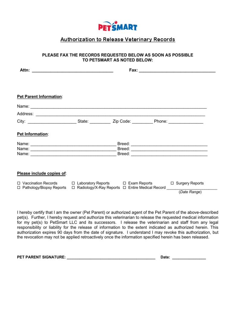 AR PDF-Authorization For Release Vet Records | PDF