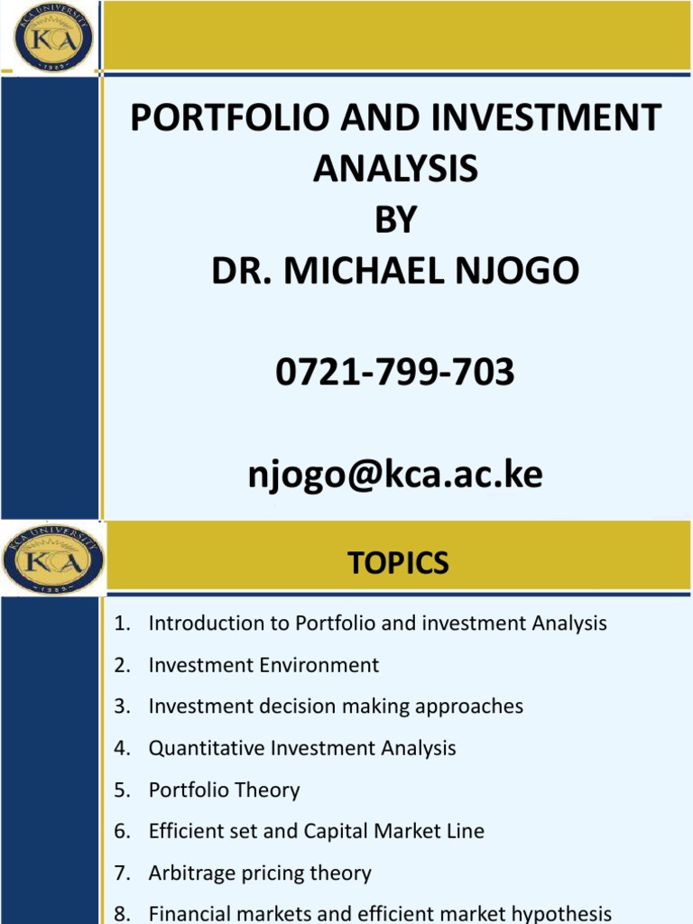 Portfolio & Investment Analysis Guide | PDF | Option (Finance ...