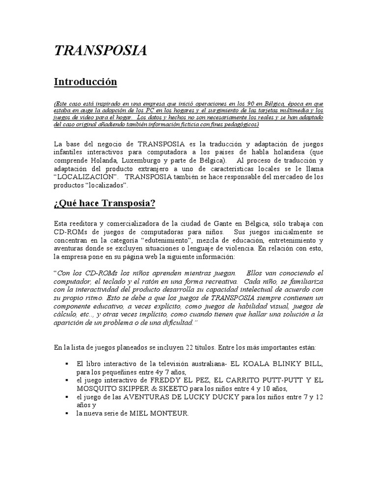 Transposia Caso-2022 | PDF | Marketing | Al por menor