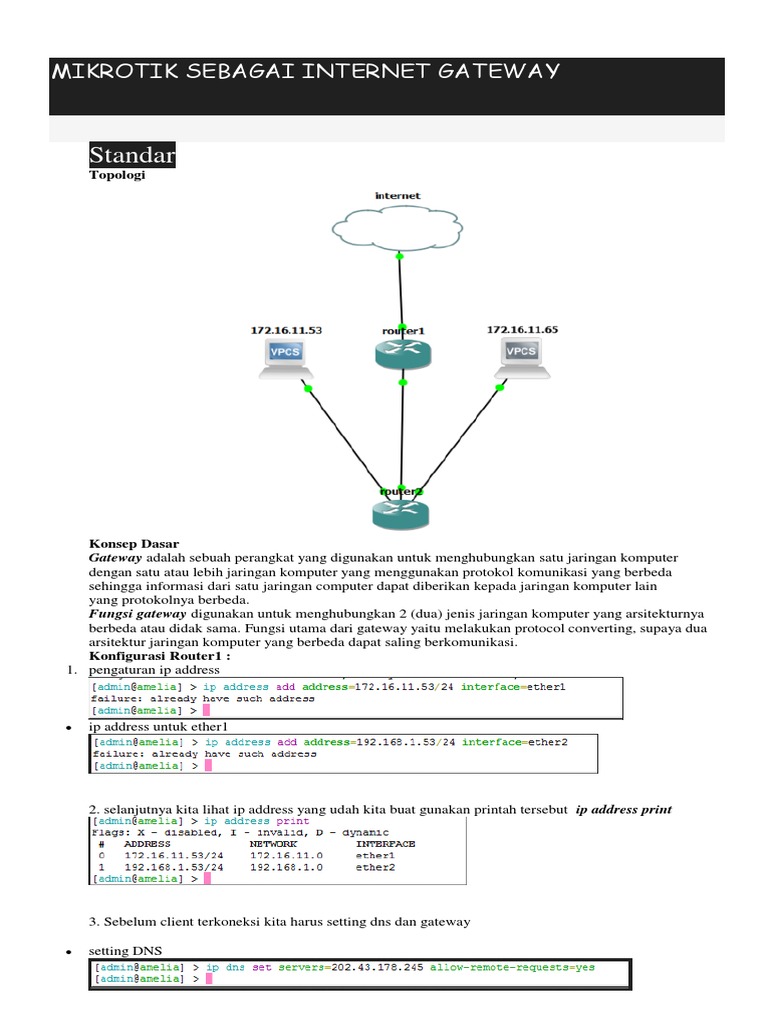 Konfigurasi Mikrotik sebagai Gateway Internet | PDF | Bisnis