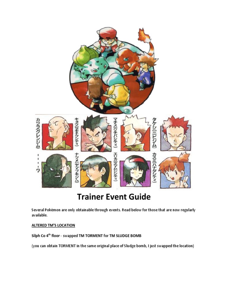 Trainers Event Guide | PDF | Pokémon | Nintendo Franchises