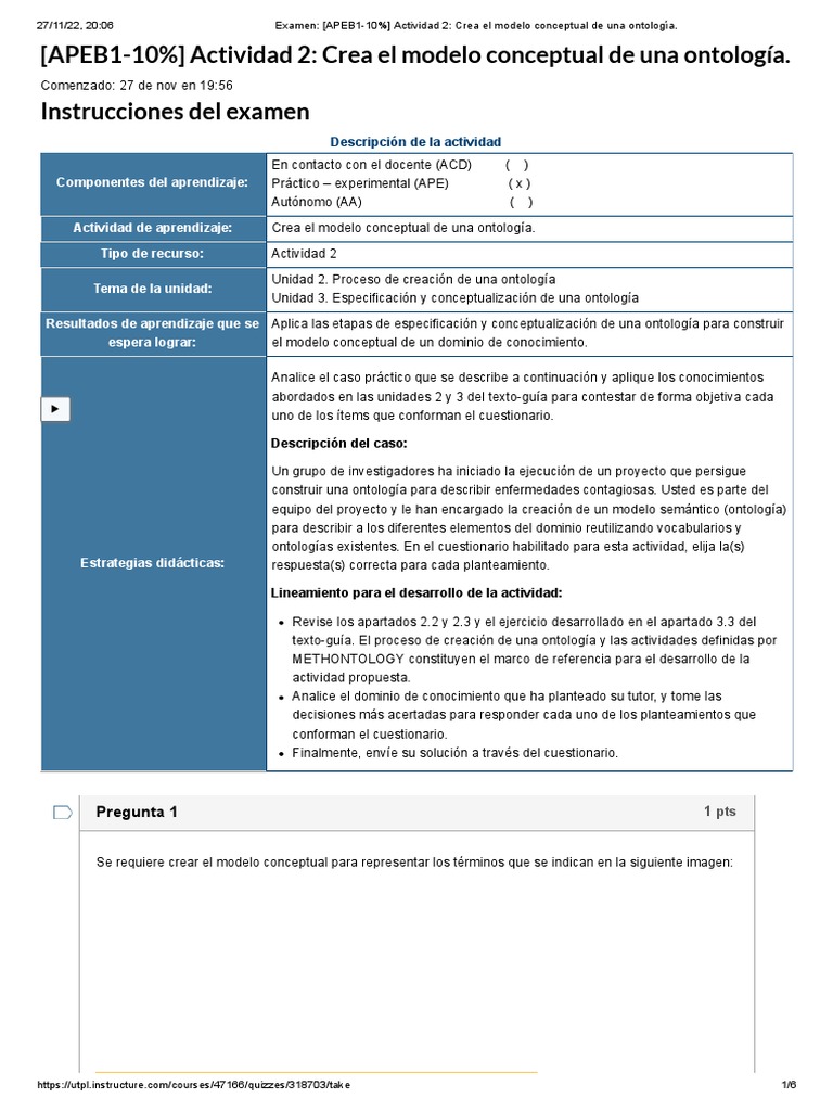Examen - (APEB1-10%) Actividad 2 - Crea El Modelo Conceptual de Una Ontología | PDF | Ontología ...