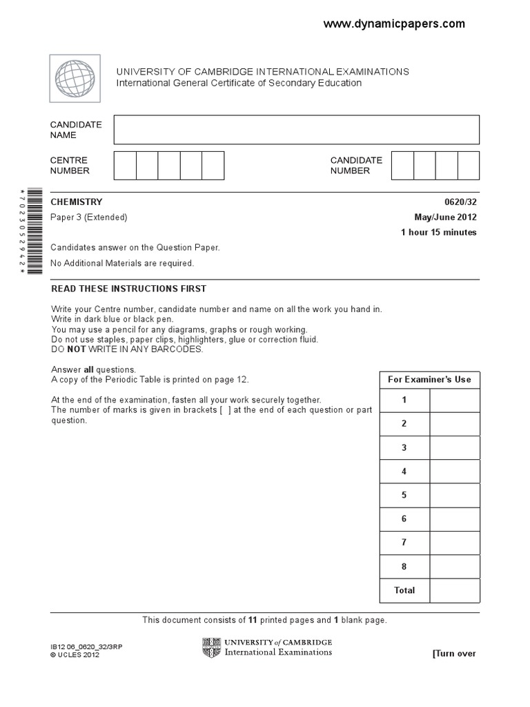 Igcse Past Paper | PDF | Fermentation | Oxide