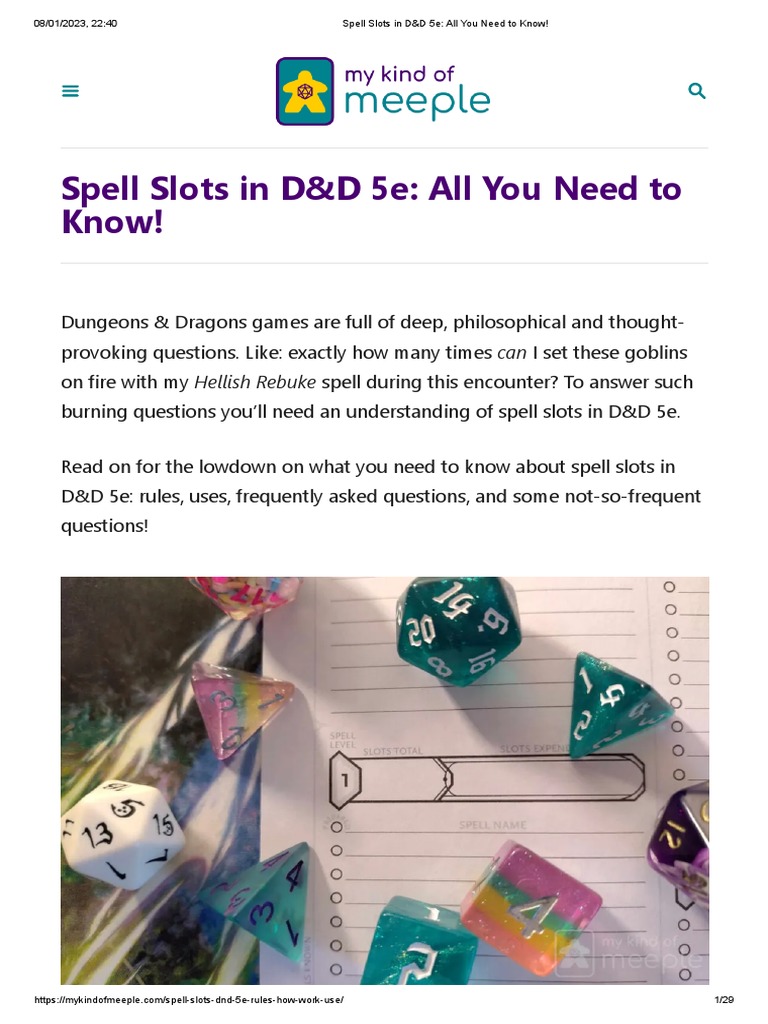 Spell Slots in D&D 5e - All You Need To Know! | Download Free PDF ...