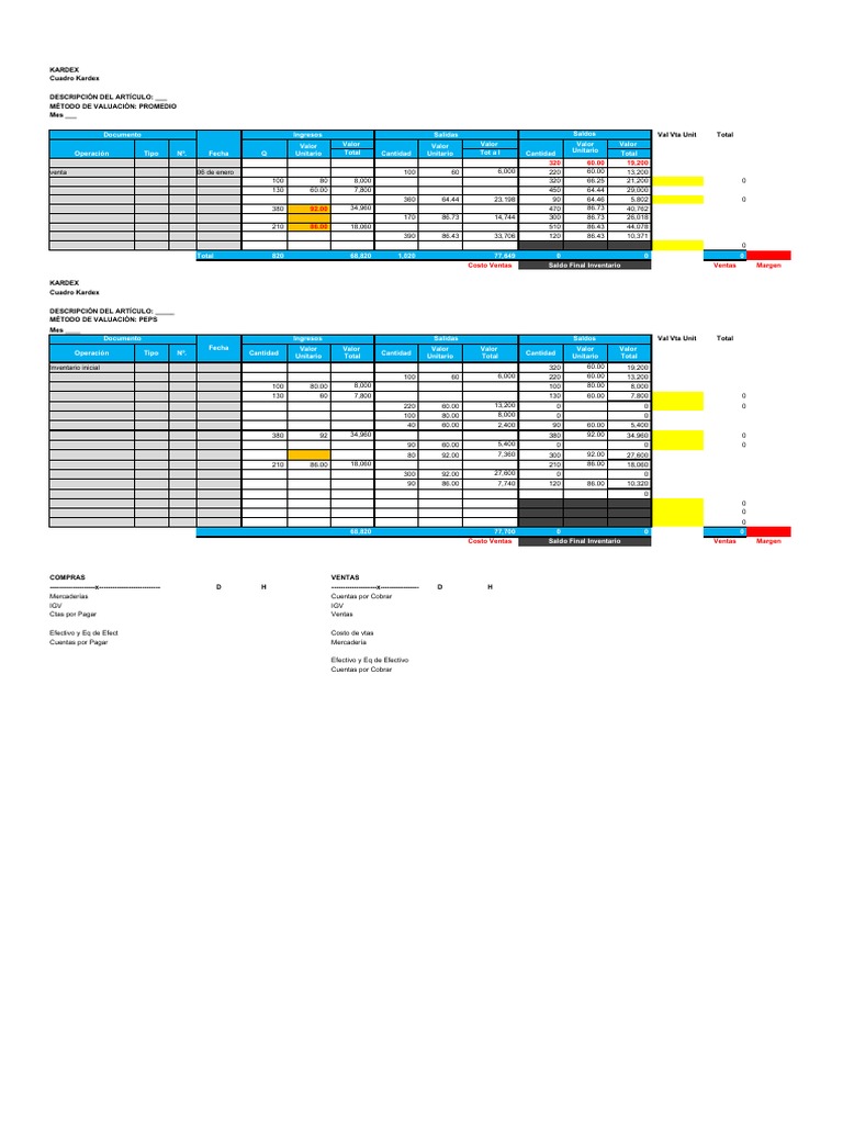 Cuadro Kardex Resuelto | PDF