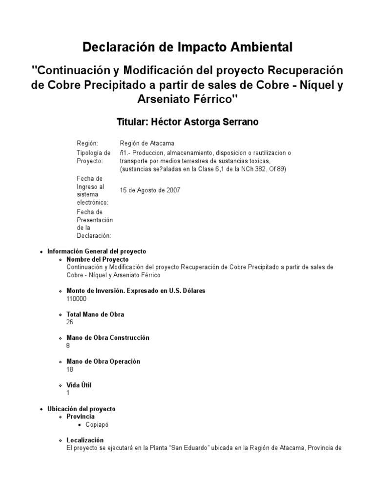Previsualización de Declaración de Impacto Ambiental (DIA) | PDF ...