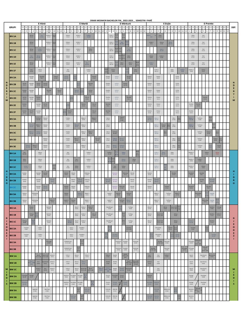 Orari FIN BA Semestri I 2022 2023 Rev1 | PDF