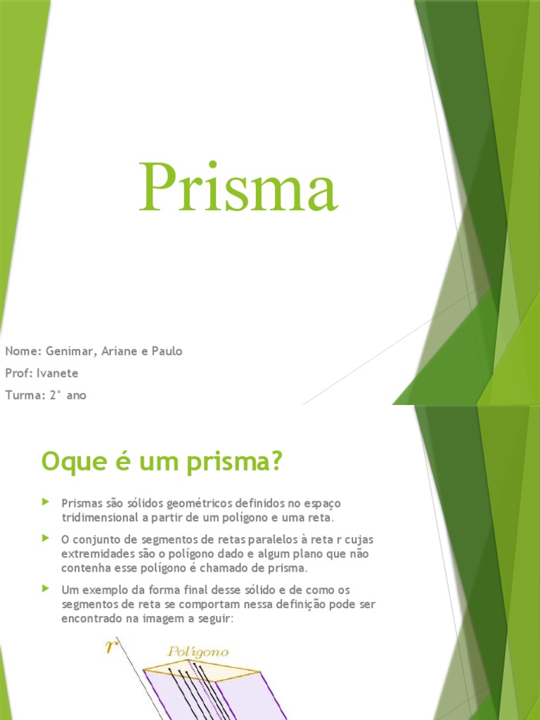 Prisma: classificação, elementos e fórmulas | PDF | Triângulo | Geometria