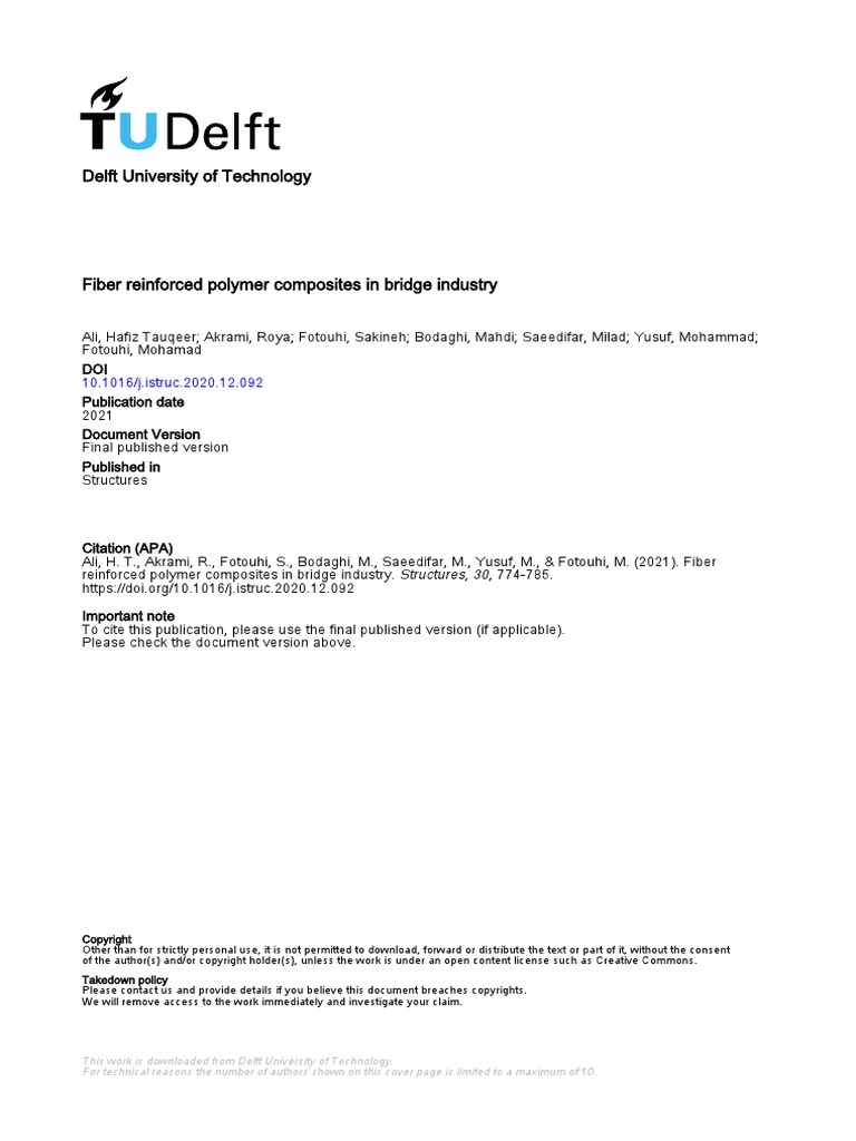Fiber Reinforced Polymer Composites in Bridge Industry | PDF | Fibre ...