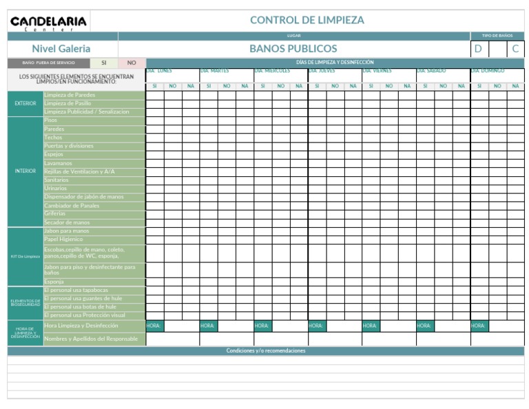 Registro de Limpieza | PDF | Implementos nacionales | Bienes manufacturados