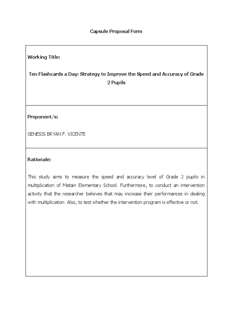 Capsule Proposal Template | PDF | Mathematics | Fluency