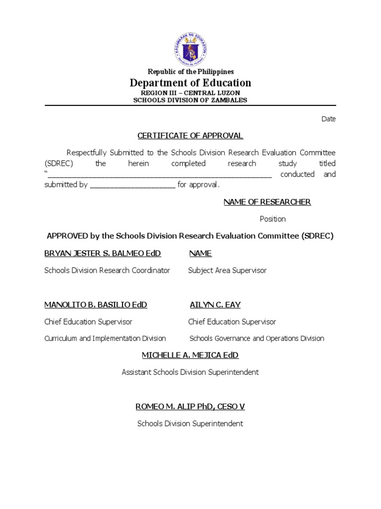 Certificate of Approval (Completed Research) | PDF