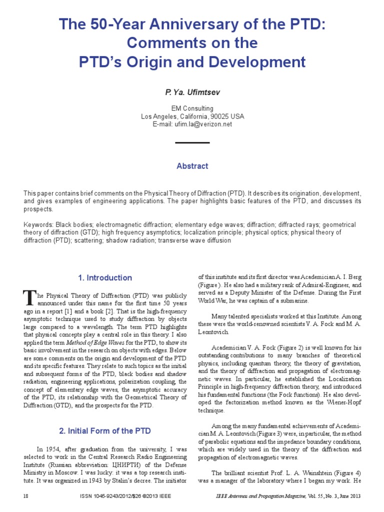 The 50-Year Anniversary of The PTD: Comments On The PTD's Origin and ...