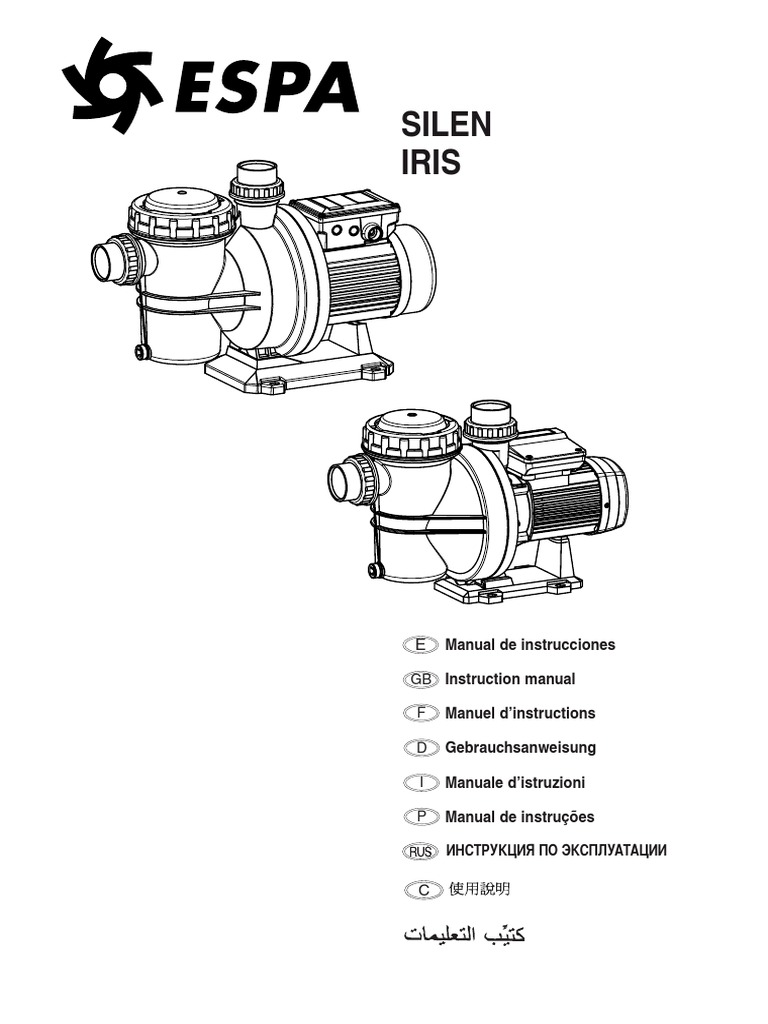 Silen Iris Manual Motor Piscina | PDF | Enchufes y tomas de corriente alterna | Ingeniero civil
