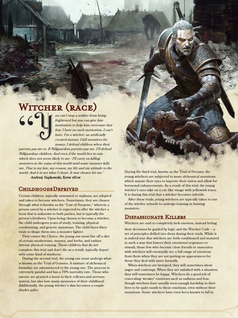 Witcher Traits and Class Overview | PDF | Dwarf (Dungeons & Dragons ...