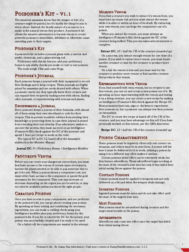 Poisonerskit V1 1 Pdf Poison Venom