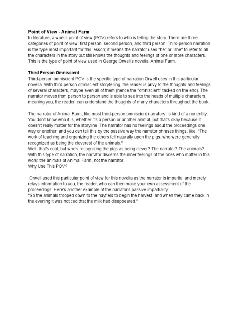 Point of View - Animal Farm | PDF