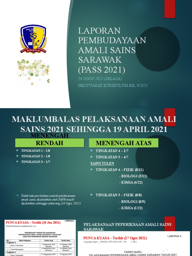 Laporan Pembudayaan Amali Sains (Pass) 2021 - 24 Ogos 2021 | PDF
