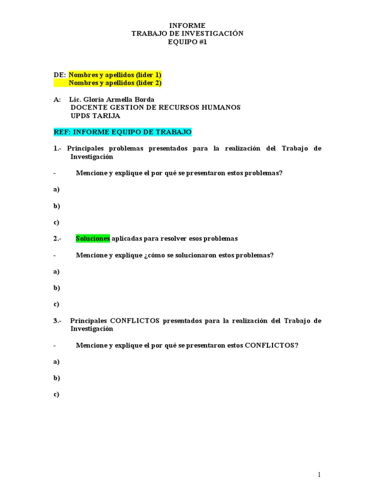 Formato - Informe Del Trabajo de Investigación | PDF