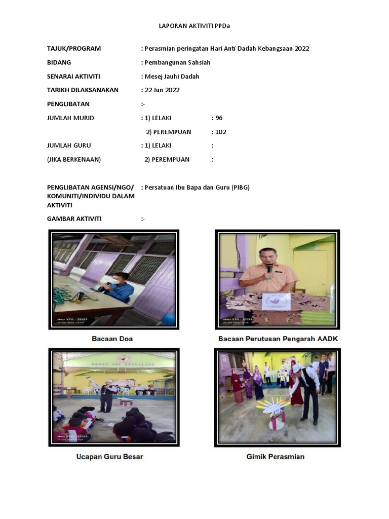 LAPORAN PPDa Mesej 5 Minit Dadah | PDF