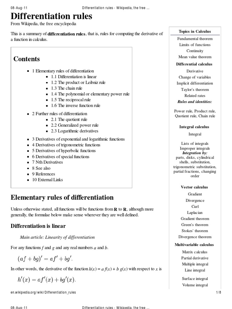 Differentiation Rules | PDF | Derivative | Integral