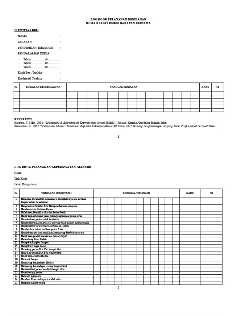 Panduan Logbook Pelayanan Keperawatan 2020 | PDF