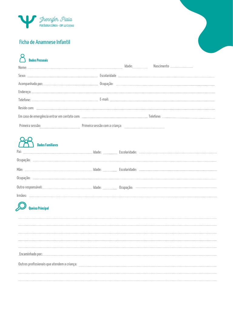 Modelo de Ficha de Anamnese Psicológica | PDF | Gravidez | Psicologia