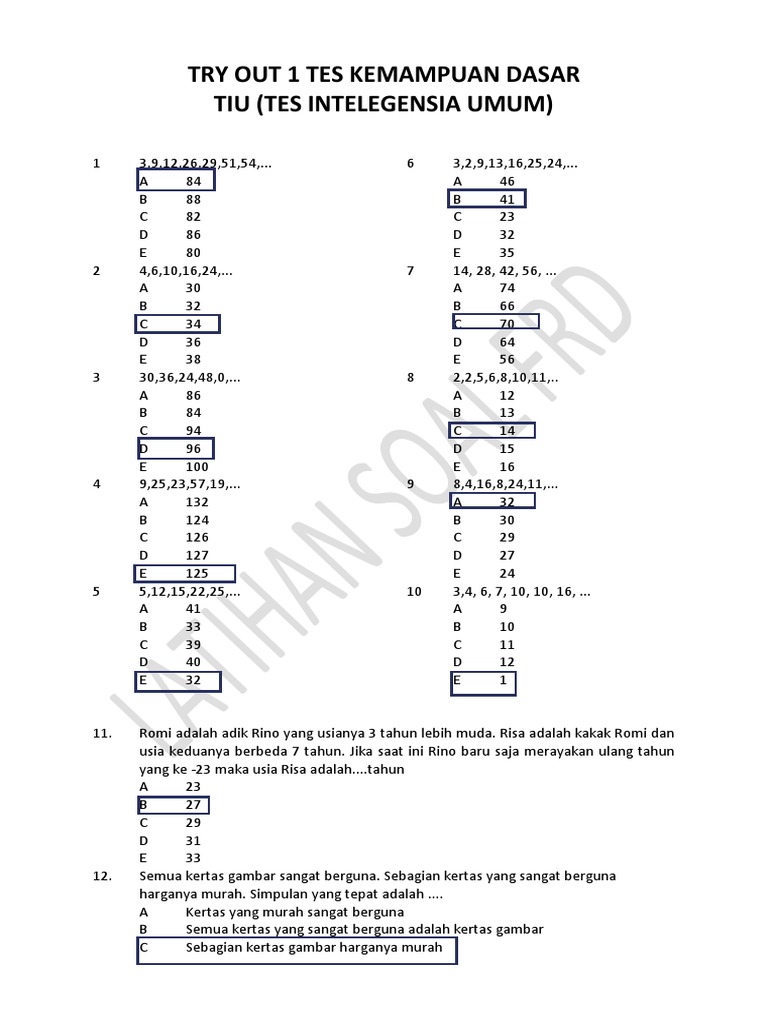 Soal TKD Tiu, TKP, TWK | PDF