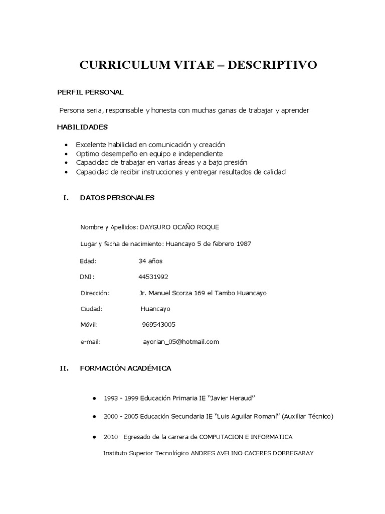 Curriculum Vitae Dayguro 22 | PDF | Crecimiento personal y profesional