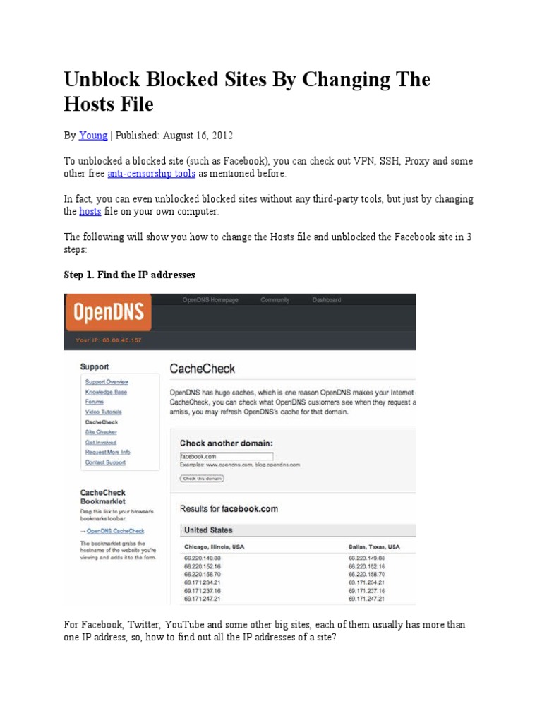 Unblock Blocked Sites by Changing The Hosts File | PDF | Facebook ...