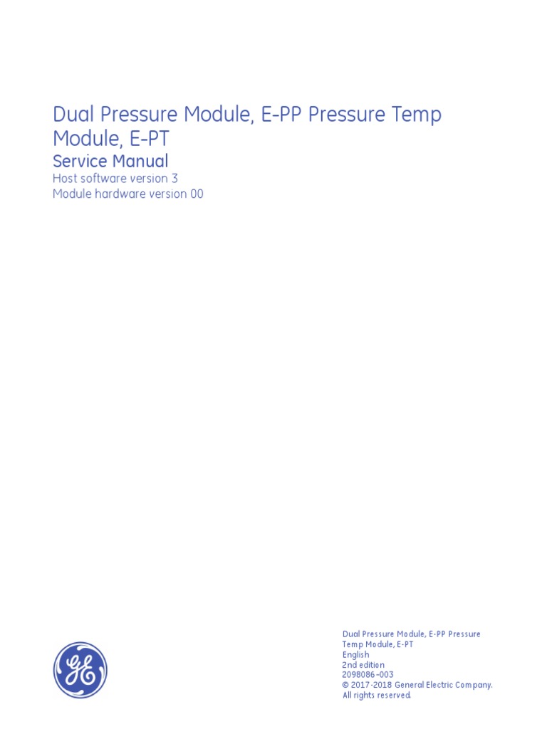 Dual Pressure Module, E-PP Pressure Temp Module, E-PT: Service Manual ...