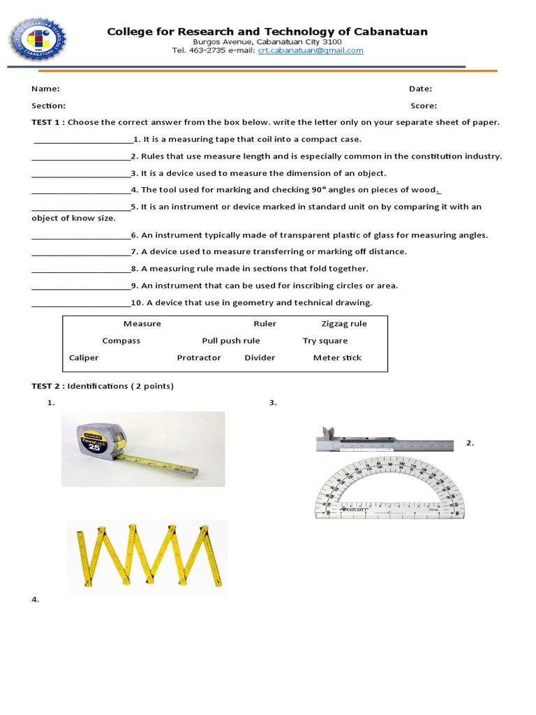 Lesson 3, Carpentry, Measurements and Calculation. | PDF | Technical ...