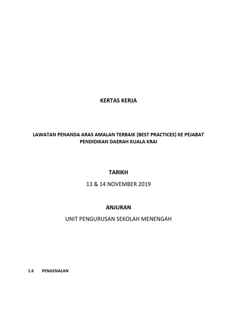 Contoh Kertas Kerja Lawatan Amalan Terbaik | PDF