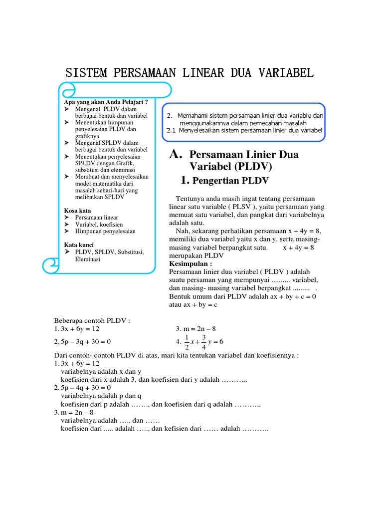 SPLDV | PDF | Metode & Bahan Ajar | Sains & Matematika